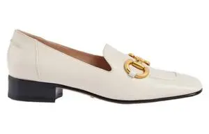 Gucci Leather Loafer With Horsebit Detail - White