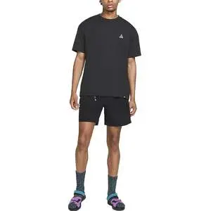 Nike Solid Color Round Neck Loose Short Sleeve Black T-shirt - Multi-color