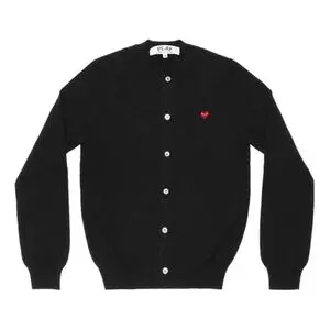Play Comme Des Garcon Cardigan With Appliqué Heart - Black