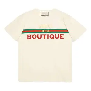 Gucci Gucci Boutique Horse Bit Print T-Shirt Creamy
