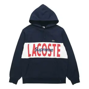 Supreme Lacoste Logo Panel Hoodie - Navy/white/red