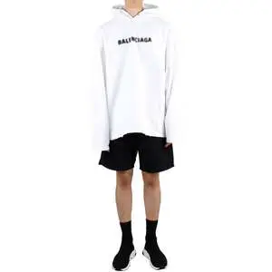 Balenciaga Blurred Logo Distressed Hoodie
