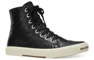 Balenciaga High Top Lace-up Leather Sneakers