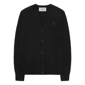 AMI Paris Small Heart Logo Wool Cardigan - Black