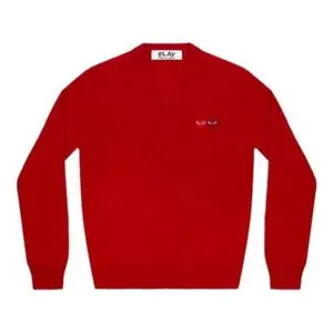 Play Comme Des Garcon V-neck Pullover Double Emblem - Red