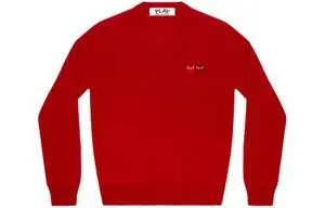Play Comme Des Garcon V-neck Pullover Double Emblem - Red