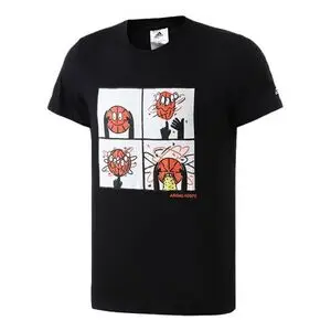 Adidas Basketball Cartoon Graphic Short Sleeve T-shirt - Black