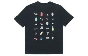 PUMA Sports Alphabet Printing Round Neck Short Sleeve Black