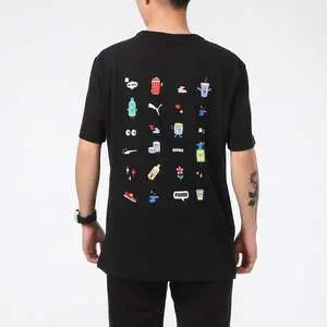 PUMA Sports Alphabet Printing Round Neck Short Sleeve Black