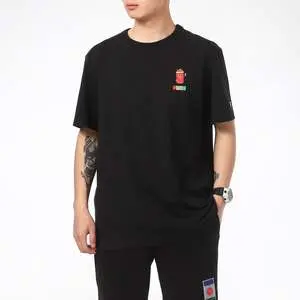 PUMA Sports Alphabet Printing Round Neck Short Sleeve Black