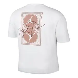 JORDAN Minimalistic Back Large Logo Printing Casual Round Neck Short Sleeve White Pink T-shirt - Default Colorway