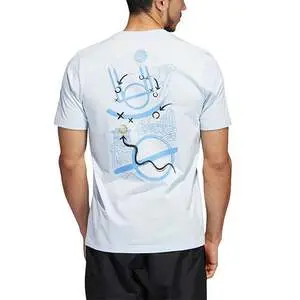 Adidas Printing Round Neck Pullover Short Sleeve Blue T-shirt