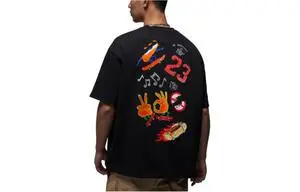JORDAN Fire Jumpman Logo T-shirt 'black