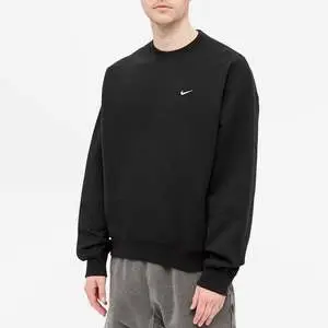 Nike Solo Swoosh Fleece Solid Color Logo Embroidered Long Sleeves Black - Multi-color