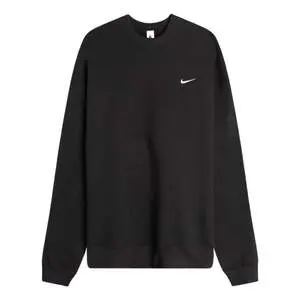 Nike Solo Swoosh Fleece Solid Color Logo Embroidered Long Sleeves Black - Multi-color
