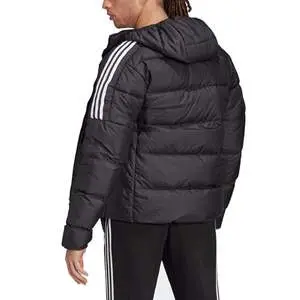Adidas Padded Down Jacket With Hood And Logo Detail - Black
