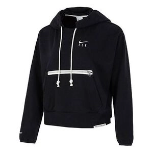 Nike Embroidered Logo Cropped Hoodie - Black