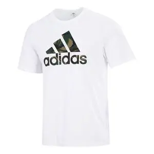 Adidas Camo T Camouflage Logo Printing Sport Short Sleeve - White