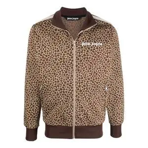Palm Angels Leopard Print Track Jacket - Brown/white