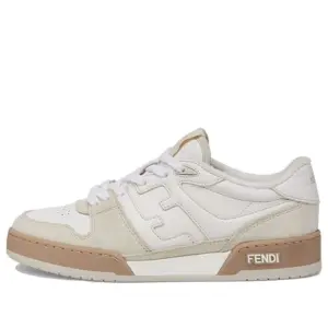 Fendi Match Low Top Suede Sneakers - White/beige