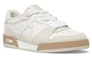 Fendi Match Low Top Suede Sneakers - White/beige