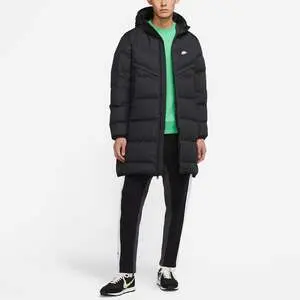 Nike Logo Mid-length Sports Hooded Down Jacket