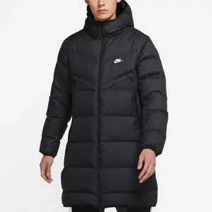 Nike Logo Mid-length Sports Hooded Down Jacket