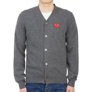 Play Comme Des Garcon Cardigan With Emblem Detail - Grey