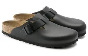 BIRKENSTOCK Boston Natural Leather Clogs - Black
