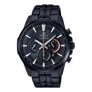 Casio Edifice Stainless Steel Solar Powered Analog Watch With Sapphire Crystal - Black