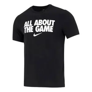 Nike Alphabet Printing Solid Color Round Neck Pullover Short Sleeve Black T-shirt - Multi-color