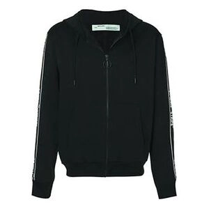 Off-White Zip-up Stripe Fleece Hoodie - Black