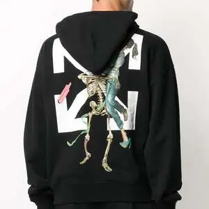 Off-White Cotton Arrow Printing Hoodie - Black