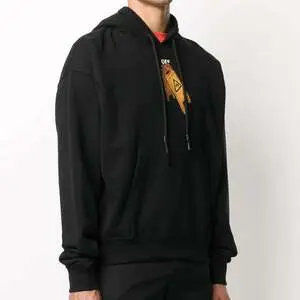 Off-White Cotton Arrow Printing Hoodie - Black