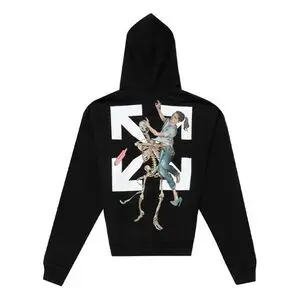 Off-White Cotton Arrow Printing Hoodie - Black