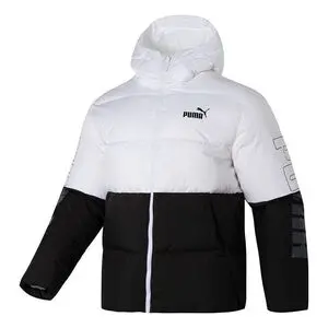 PUMA Colorblock Hooded Puffer Jacket - Black
