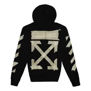 Off-White Zip-up Hoodie With Signature Arrow Motif - Black