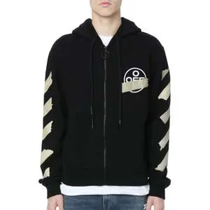 Off-White Zip-up Hoodie With Signature Arrow Motif