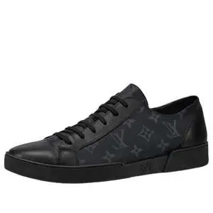 LOUIS VUITTON Black Monogram Canvas And Leather Sneakers