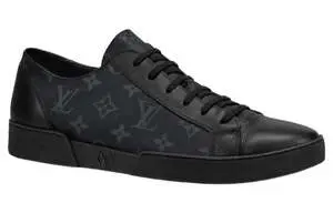 LOUIS VUITTON Black Monogram Canvas And Leather Sneakers