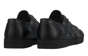 LOUIS VUITTON Black Monogram Canvas And Leather Sneakers