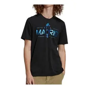 Adidas Real Madrid Alphabet Printing Casual Short Sleeve Black - Multi-color
