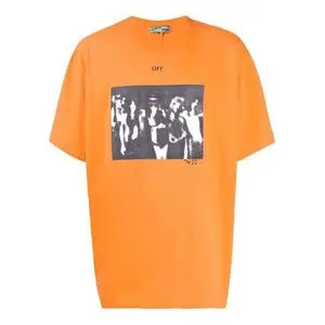 Off-White Arrow Printing Round Neck Short Sleeve T-shirt - Orange
