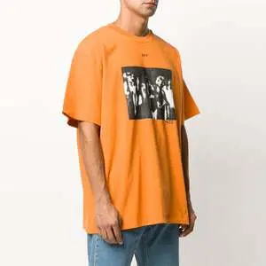 Off-White Arrow Printing Round Neck Short Sleeve T-shirt - Orange