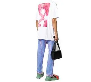Off-White Back Arrow Printing Pattern Round Neck Short Sleeve Loose Fit