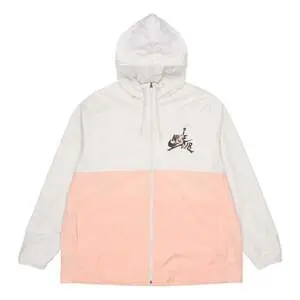 JORDAN Alphabet Printing Hooded Jacket - White/pink