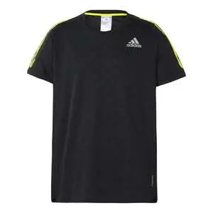 Adidas Sports Training Quick Dry Stripe Printing Short Sleeve - Black