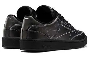 REEBOK Maison Margiela X Club C Trompe-l'oeil Leather Sneakers - Black