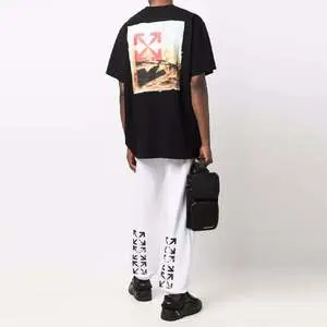 Off-White Arrow Logo Pattern Printing Short Sleeve Loose Fit Black - Multi-color