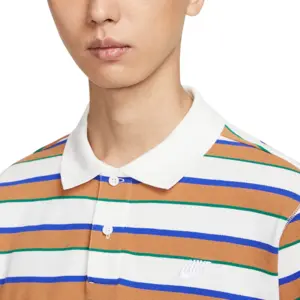 Nike Club Stripe Polo Shirt 'white Orange